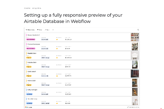 Embed Airtable Spreadsheet in Webflow - Webflow